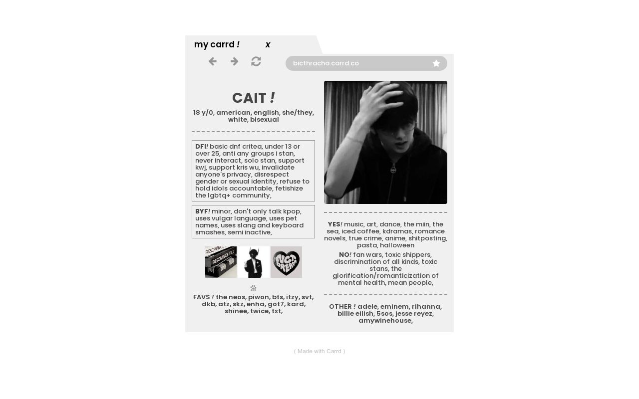 cait's updated carrd